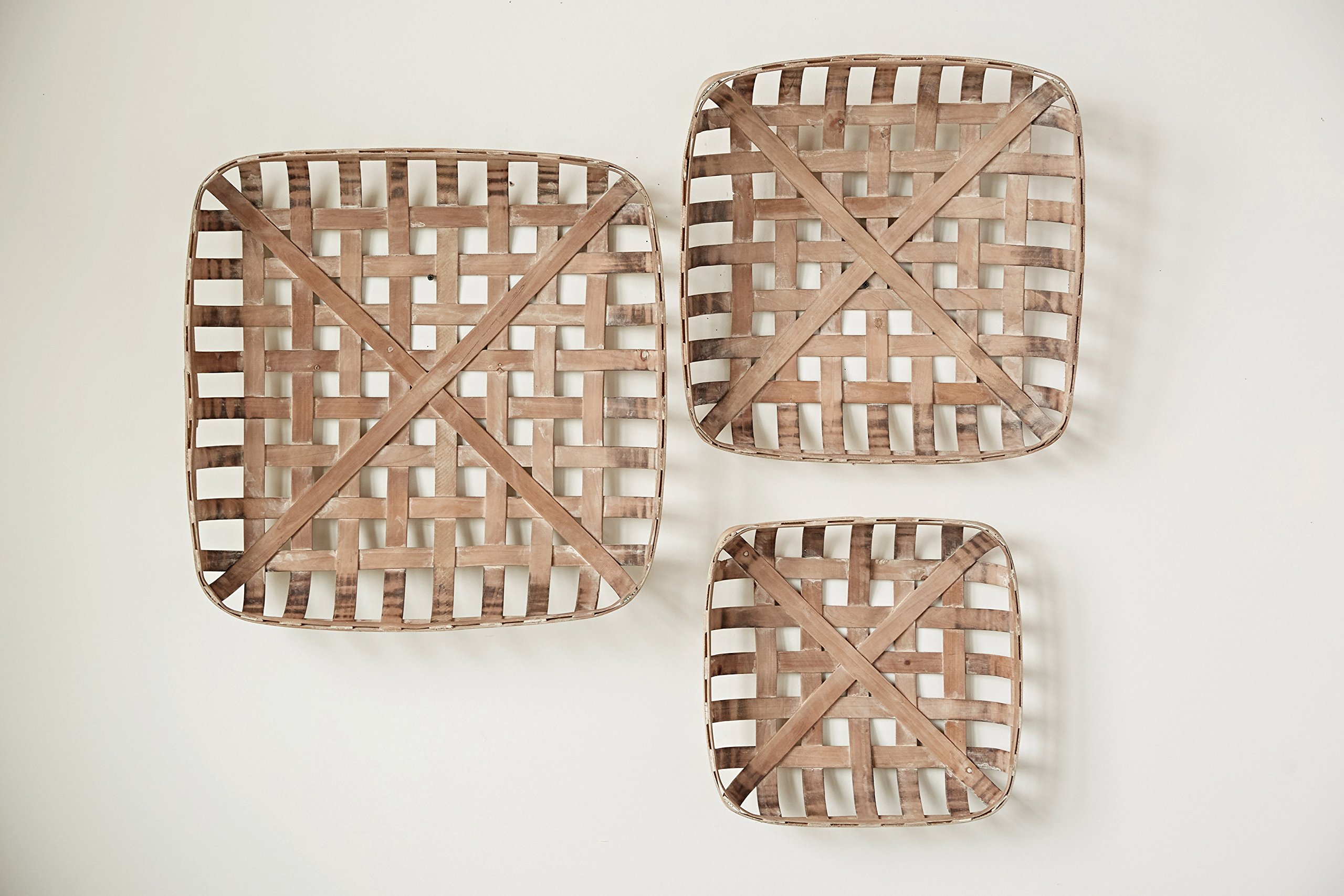 Creative Co-Op DA8528 Set of 3 Square Reproduction Tobacco Baskets