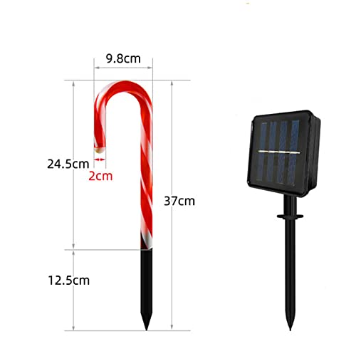 Christmas Candy Cane Lights,Solar Christmas Lights， Xmas Candy Cane Lamp Christmas Decorations， for Home Garden New Year Christmas Ornaments ，2pcs