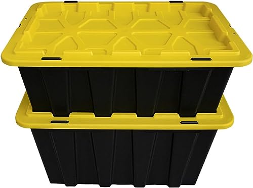 4 Pack 12 Gallon Large Heavy-Duty Storage Plastic Bin Tote Organizing Container with Durable Lid,Black