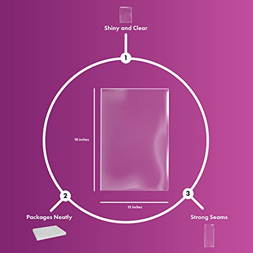Purple Q Crafts Clear Basket Bags 12" x 18" Cellophane Gift Bags for Small Baskets and Gifts 1.2 Mil Thick… (20 bags)…