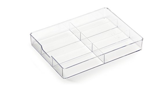 Durable Desktop Drawer Caddy, Oranizing Small Office Supplies Within 13" w x 9.5" d x 1.9" h, Transparent (338419)