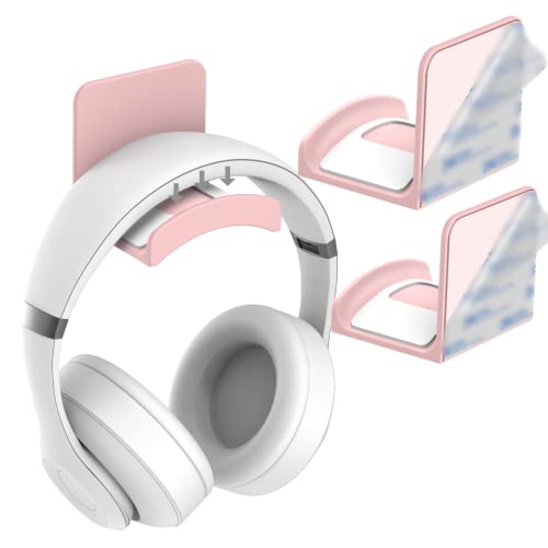 HomeMount Headphone Stand Headset Holder - Adhesive Gaming Headphone Hanger Hook Desk Mount for Most Headphone & Controller (Pink 2Pack)