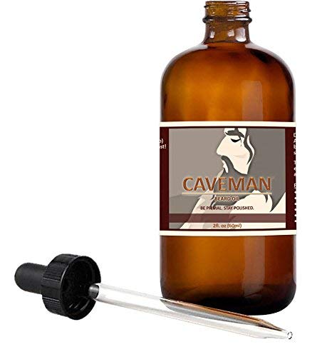 Caveman Deep Forest Beard Oil, Leave in Conditioner, 2oz, Cedarwood, Eucalyptus, Fir Needle, Glass Bottle with Dropper