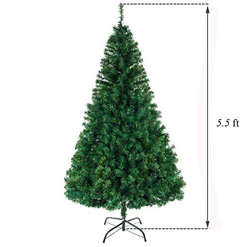 5.5ft 850 Branch Christmas Tree Foldable Metal Stand, Indoor Xmas Full Tree for Office Home Store Party Holiday Deco
