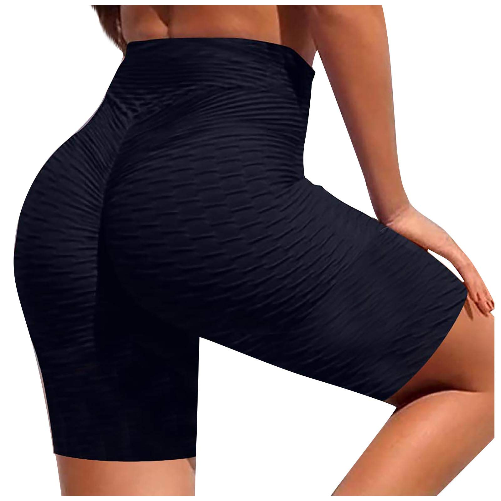 Bblulu 2 Pack Women's Textured Booty Tights High Waisted Ruched Butt Lifting Leggings Tummy Control Push Up Workout Yoga Pant