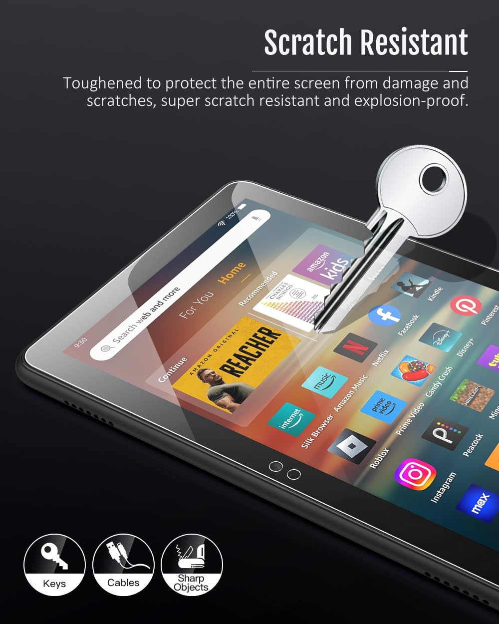 MoKo Screen Protector Fits Amazon Fire HD 8 & 8 Plus Tablet (12th Generation/10th Generation, 2024/2022/2020 Release) 8", Anti-Scratch 9H Hardness HD Clear Tempered Glass Screen Film - Clear