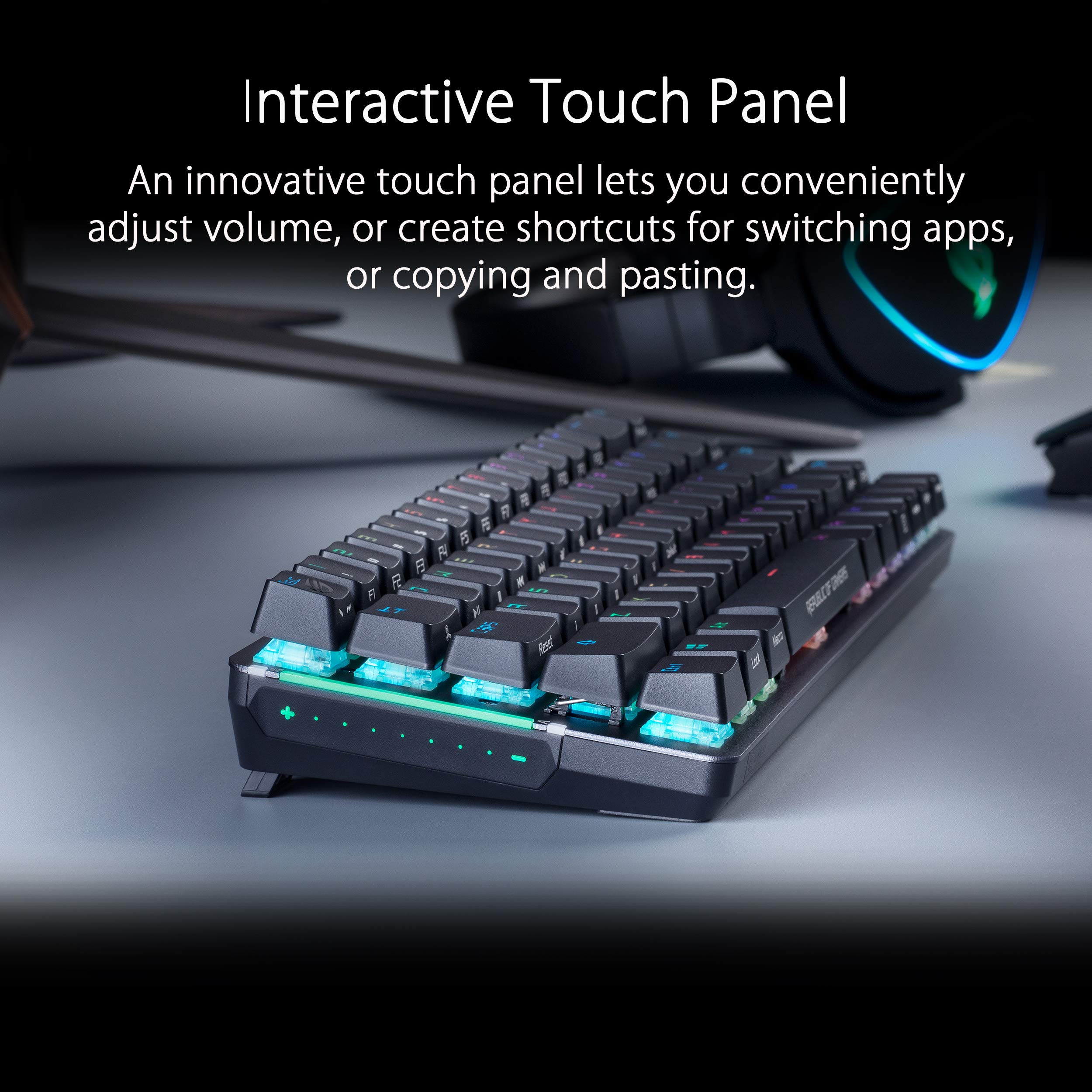 ASUS ROG Falchion Wireless 65% Mechanical Gaming Keyboard | 68 Keys, Aura Sync RGB, Extended Battery Life, Interactive Touch Panel, PBT Keycaps, Cherry MX Brown Switches, Keyboard Cover Case (Renewed)