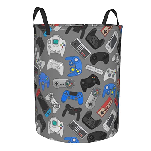 Gbuzozie Video Game Controller Grey Background Laundry Hamper Storage Basket Toys Clothes Organizer Bin For Home Bathroom Bedroom Dorm Nursery, 62l
