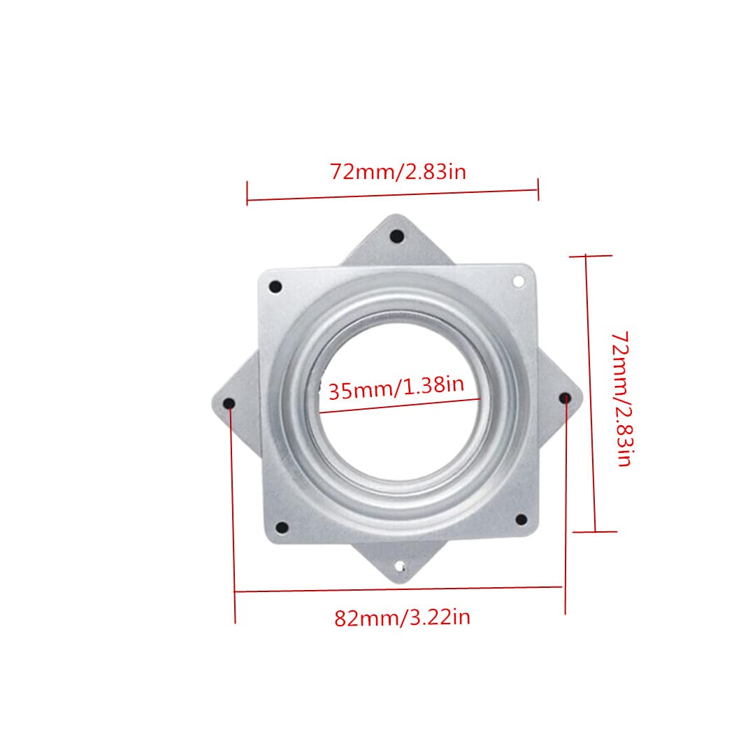 4 Pack 3 Inch Lazy Susan Hardware, Square Metal Turntable Bearings, 120lbs Capacity Steel Rotating Bearing Swivel Plate for Serving Trays, Craft Project, Kitchen Cabinet