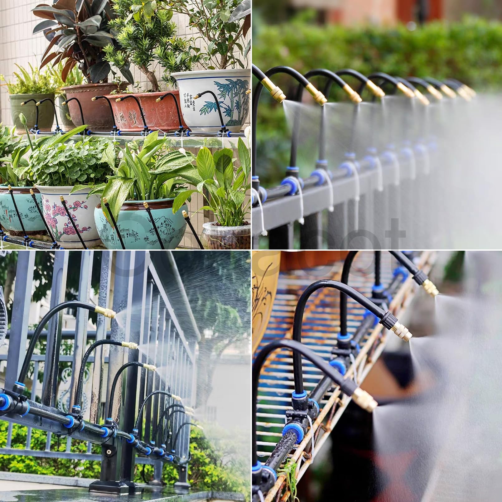 49.21Ft Bendable Drip Irrigation Kit 360°Adjustable Automatic Watering System + 15 Upgraded T-Joints + 15 Misting Nozzles + Faucet Adapter + Install Adapters for Garden Flower Bed (45PCS)