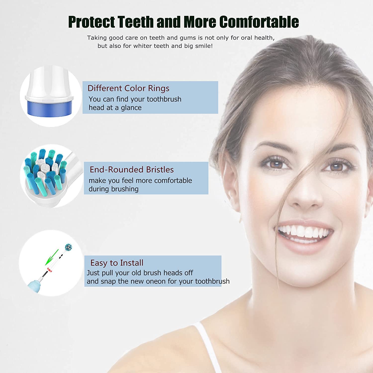 Replacement Brush Heads Compatible with Oral B,8 Pack Electric Toothbrush Heads Cross Action for Oral-b 7000/Pro 1000/9600/500/3000/8000 and More