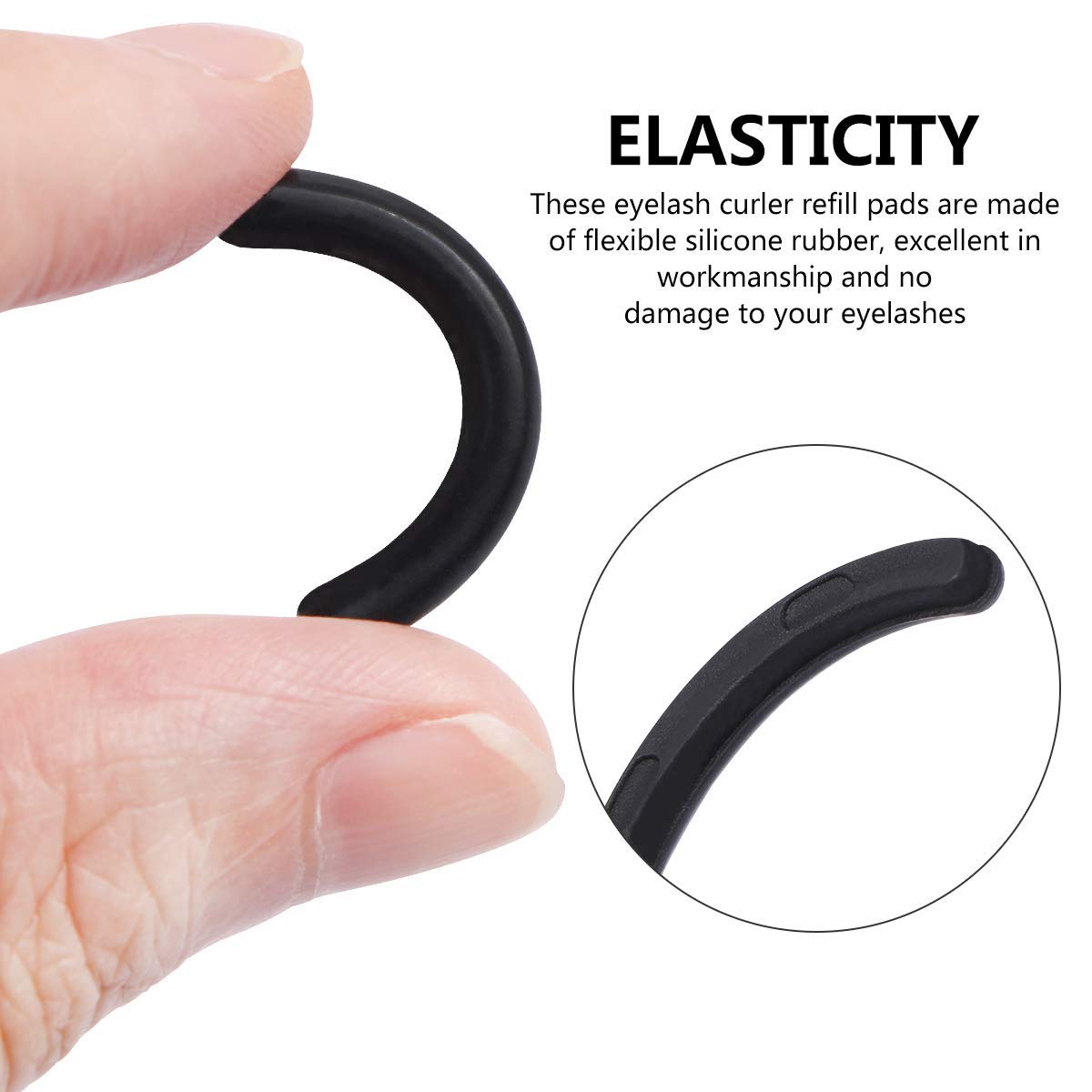 Harapu Curler Refills Eyelash Curler Refill Pads Silicone Rubber Curler Replacement Refills Pads for Universal Eyelash Curler with a Clear Storage Box, Black, 12 Pcs
