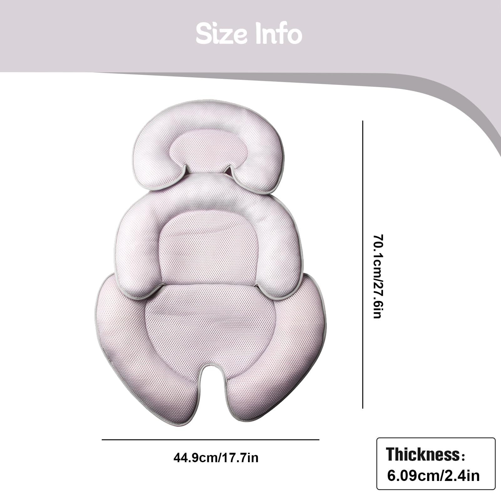 KAKIBLIN Baby Stroller Cushion, Soft Baby Stroller Liner Pram Head and Body Support Pillow Washable Baby Stroller Padding Head Support Cushion for Newborn, Purple