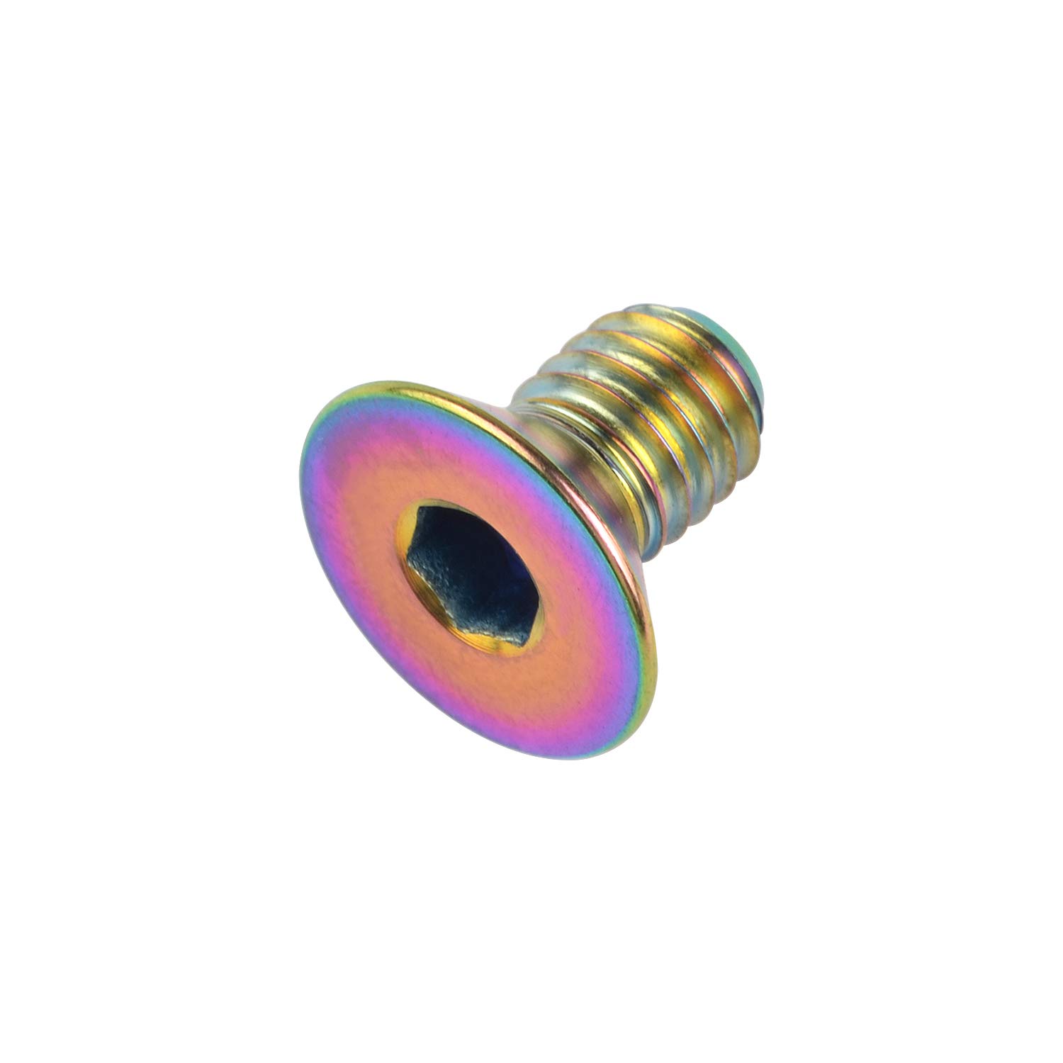 Wanyifa Titanium Ti M6x10 15 20 25 30 35 40 45mm Countersunk Flat Head Hex Socket Cap Screw Bolt pack of 4 (M6x10mm, Rainbow)