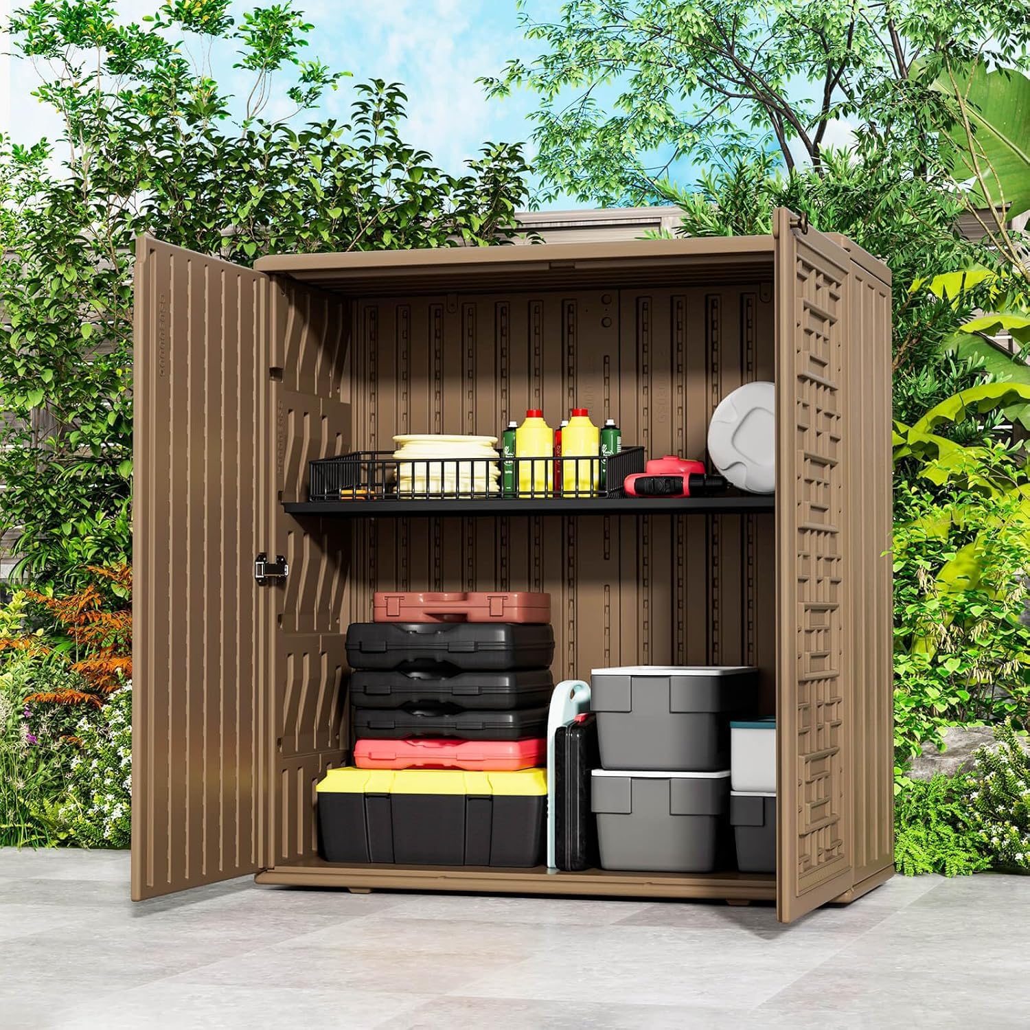 ADDOK 1-Piece Metal Laminate Shelving Suitable for 60-Gallon Storage Shed Cabinet,33" D x 10" W x 0.6" H (Black)