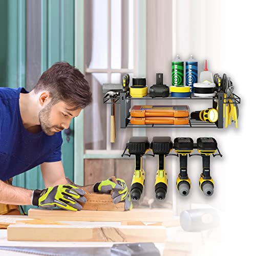 Godboat Power Tool Organizer, Garage Storage for Mens Gifts, Tool Storage as Dad Gifts, Wall-Mount Garage Organization, Floating Shelves for Tool Box & Pegboard, Cool Gadgets, Fathers Day Dad Gifts