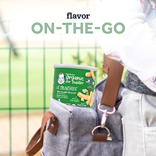 Gerber Snacks for Baby Organic Lil Crunchies, White Cheddar & Broccoli, 1.59 Ounce (Pack of 6)