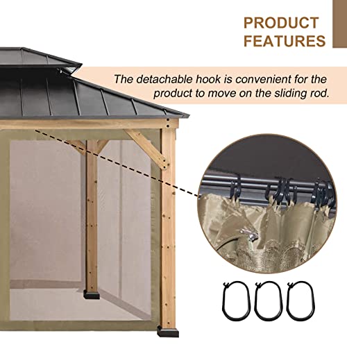 CoastShade Universal Replacement Canopy Mosquito Netting Screen Sidewalls Height 7FT for 8x8 or 10x10 or 10x12 Gazebo Canopy,Beige