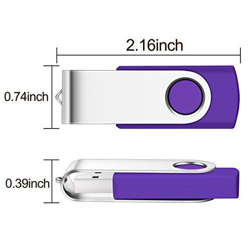 SRVR 5 Pack 32GB USB Flash Drive, USB 2.0 Thumb Drives, Jump Drive with Lanyards Metal Swivel USB Memory Stick with LED Indicator(5 Colors)