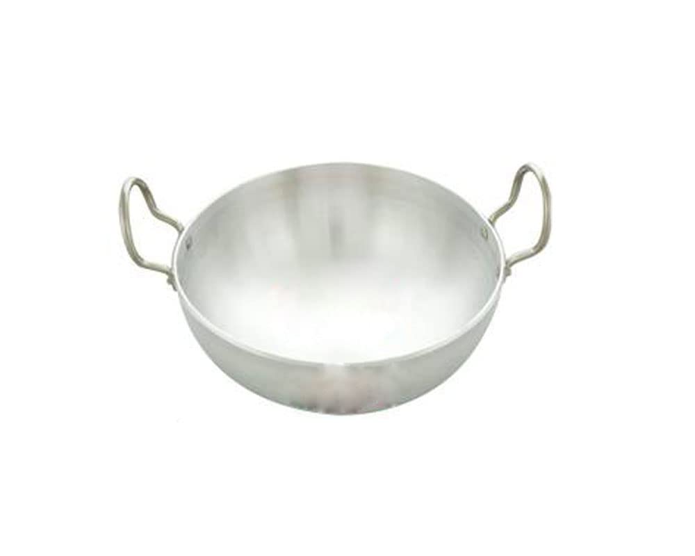 Aluminium Small Kadhai Set of 2 Different Size,Indian Frying Pan or kadhai -Color White