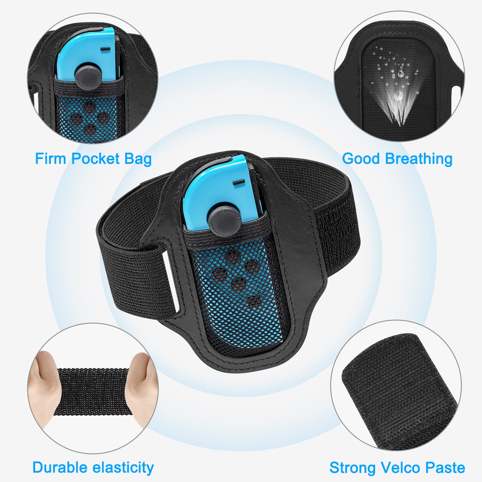 4 Pack Leg Straps for Switch Sports and Switch Ring Fit Adventure, GORIXER Adjustable Elastic Strap with 2 Size for Adults and Kids Compatible with Ring Fit Adventure Switch & Switch Sports