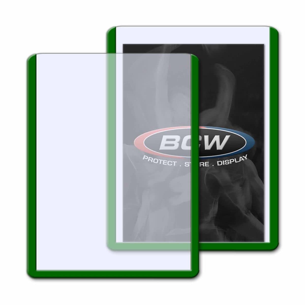 BCW 3x4 Topload Card Holder - Green Border | 25 Pack | Premium Quality Rigid PVC Protector for Standard Size Trading Cards | Card Holders for Sports Cards, MTG, Pokemon, and More (Green)