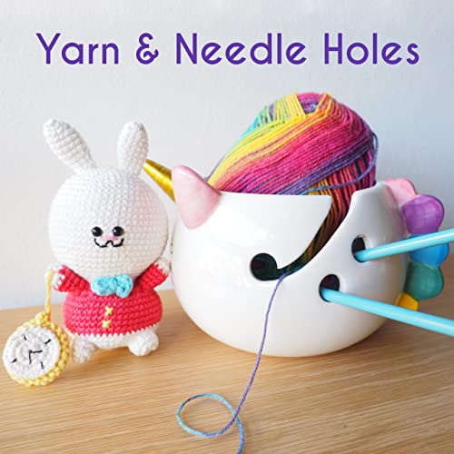 Unicorn Yarn Bowl for Knitting - Ceramic Knitting Bowl Extra Large 8.5β- Ceramic Yarn Bowl Crochet Accessories Yarn Holder Storage Gift for Knitters