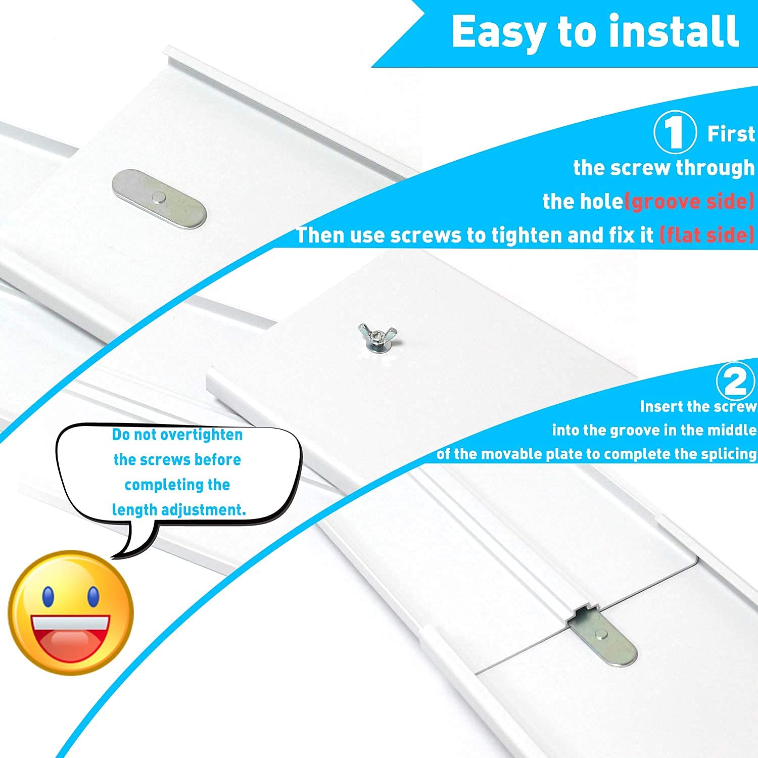 TOPOWN Ac Window Vent Kit Slide Kit Plate for Portable Air Conditioner Vertical/Horizontal PVC Seal Bracket -Adjustable Length-with 5.9"/15cm Adaptor Suitable for Mobile Air Conditioner