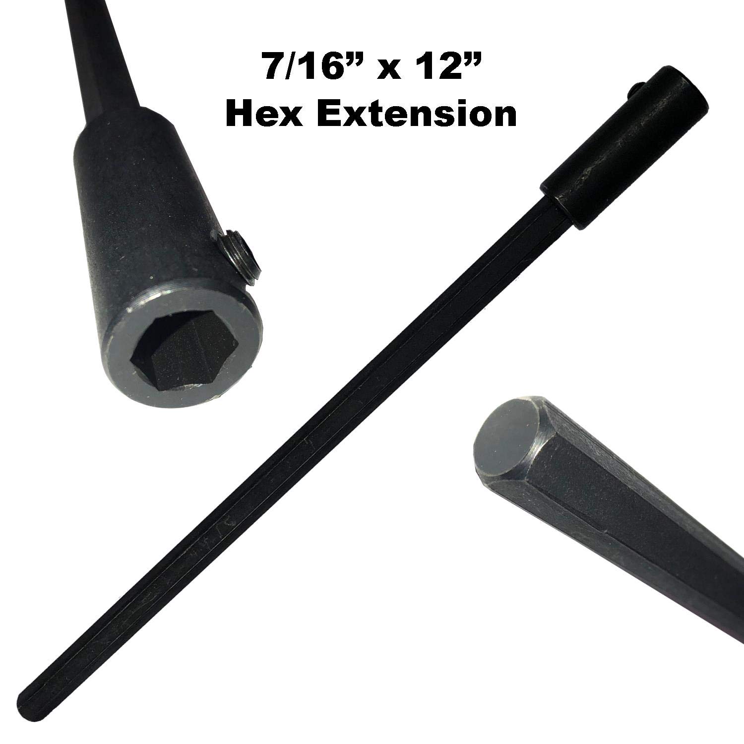 Hex Extension 7/16 Inch X 7/16 Inch X 12" Long for 1/2" Drills 7/16 Male Hex End X 7/16 Female Hex End with Set Screw Double It Up for 24" Works with Helios Visi-Trim Sprinkler Trimmer