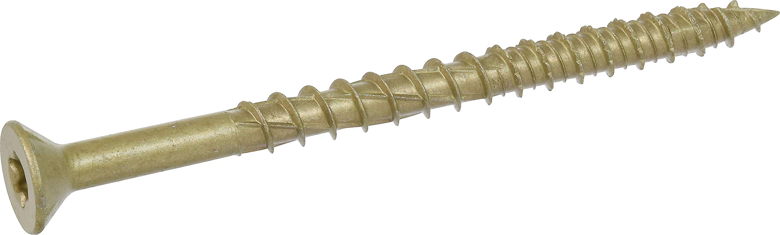 Power Pro Premium One Multi-Material Flat Head Screws, Epoxy Coated Steel, Fasten in Wood, Metal, Concrete, Drywall and Plastic, Bronze, ¼ x 3-½ inches, Box of 10 Screws