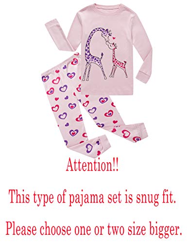 Family Feeling Giraffe Baby Girls Long Sleeve Pajamas Sets Valentines Day Cotton Pyjamas Kids Heart Pjs Size 18-24M