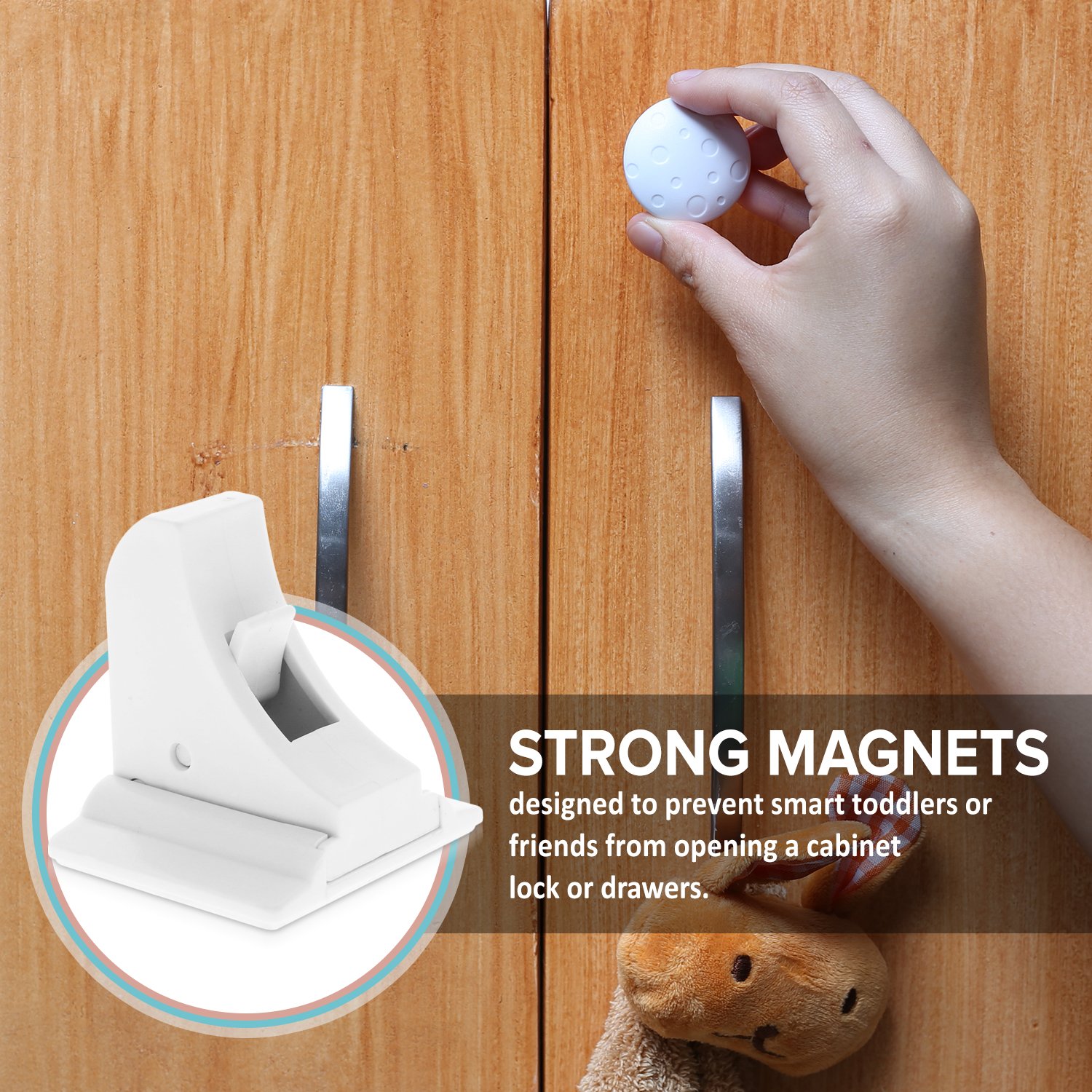 Magnetic Cabinet Lock Keys Replacement - Extra Strong Magnets for Most Brands of Child Safety Cabinet and Drawer Locks, Adhesive Surface Included on Key Holder