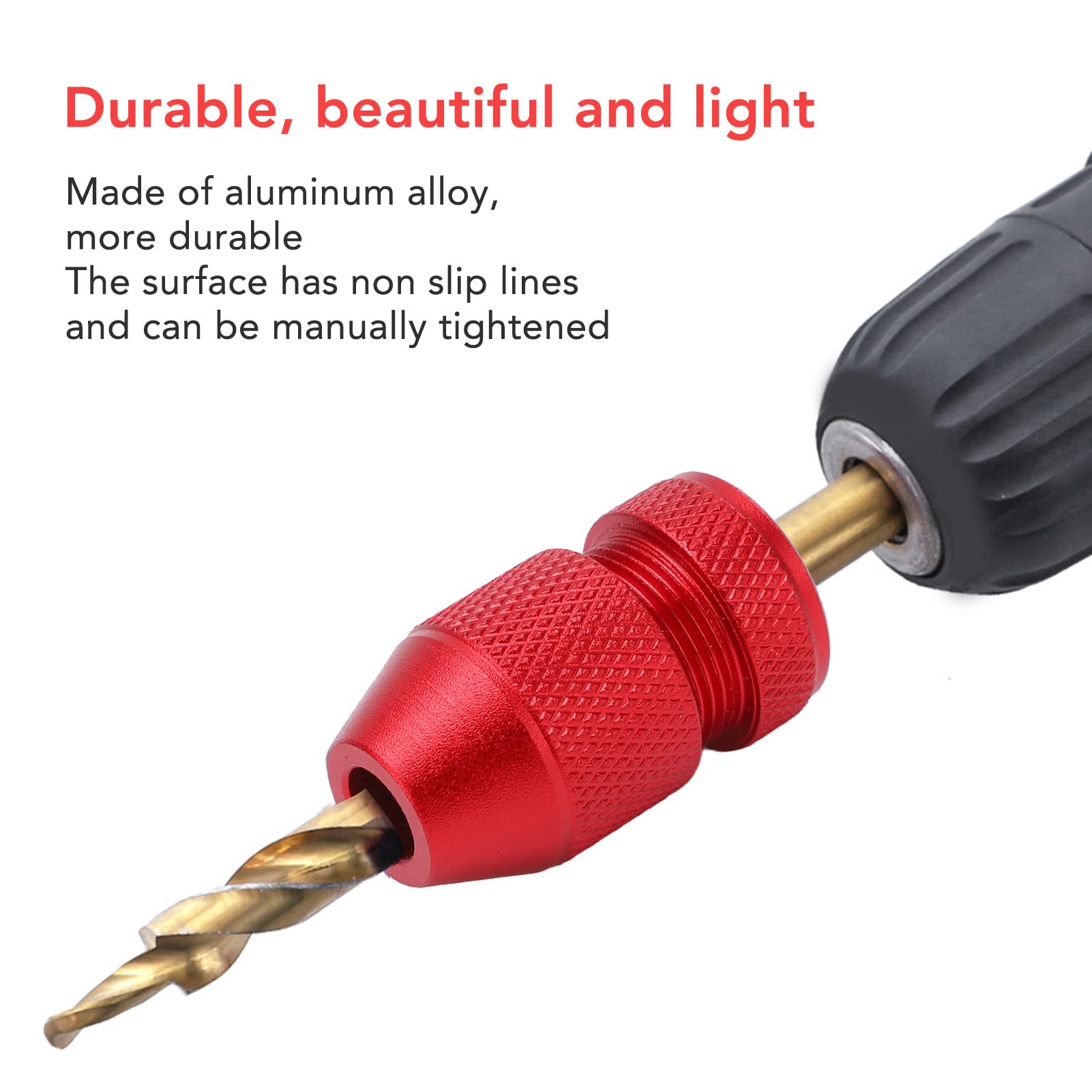 Aluminum Alloy Adjustable Drill Depth Stop Collar Red Woodworking Drilling Auxiliary Tool for Furniture Installation(For 0.04 to 0.2in Drill Bit)