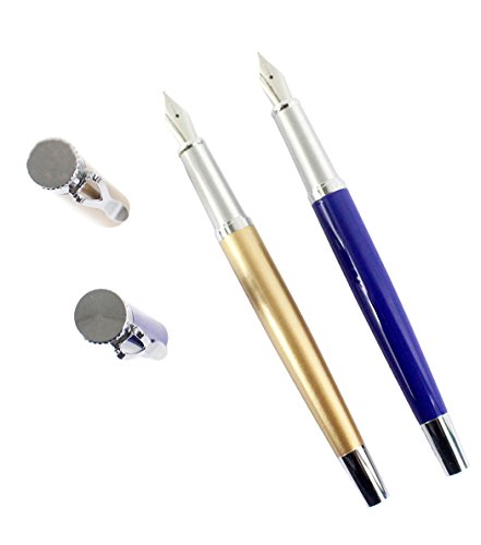 Gullor 2PCS Jinhao Fountain Pen Set Y1, Silver Trim, Medium Nib - Gold & Blue