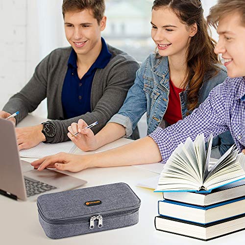 TTVALLEY Office Pencil Case School Pen Case Oxford Stationery Box for Desk Supplies Organization Grey