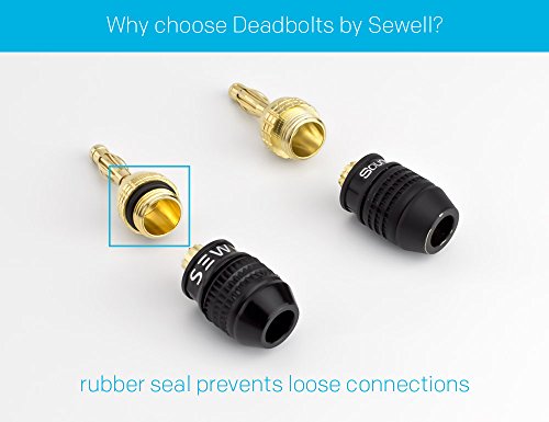 Deadbolt Banana Plugs 6-Pairs by Sewell, Gold Plated Speaker Plugs, Quick Connect, SW-29863-6