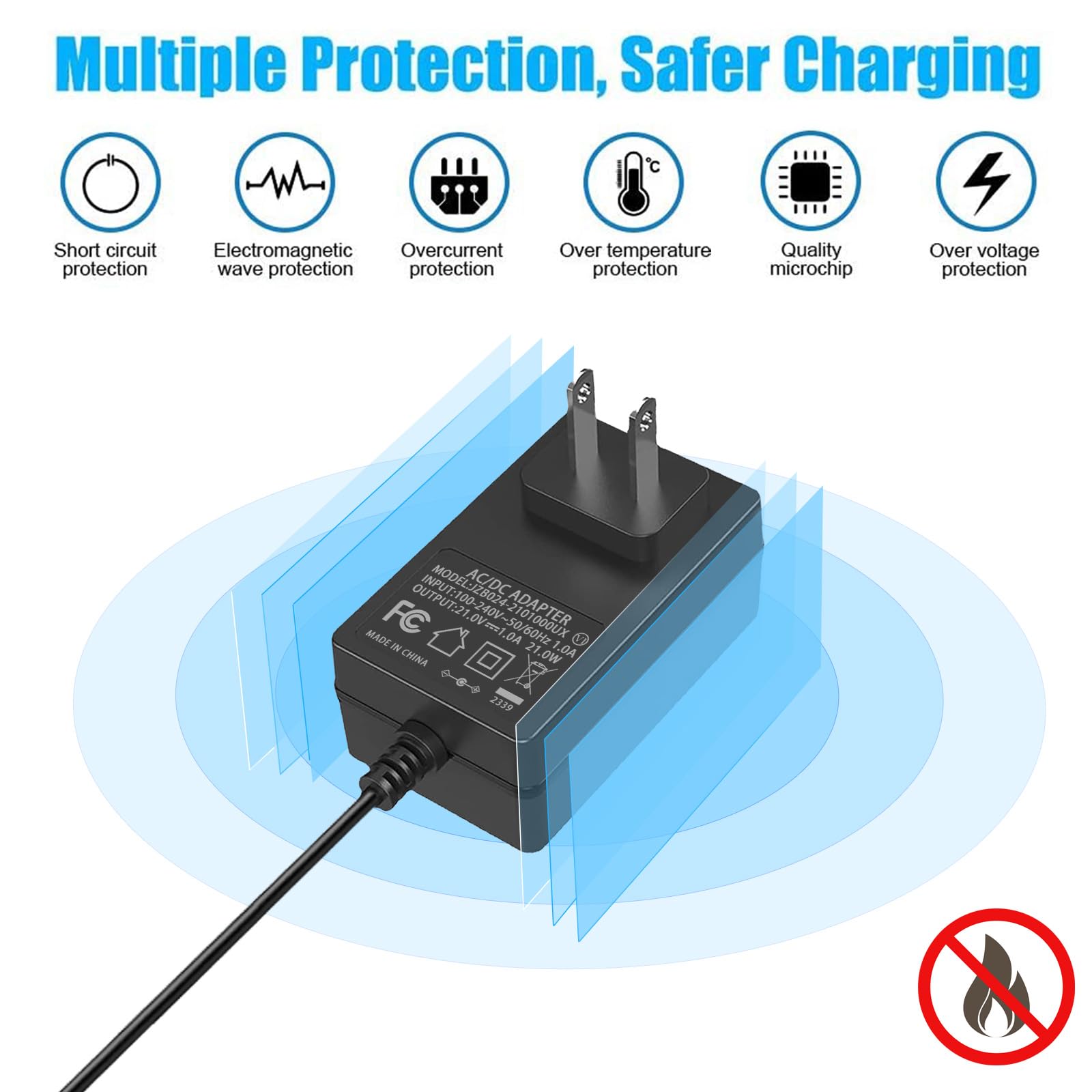 TKDY 18V 1A DC Power Supply Adapter, 110-240V AC to DC 18Volt US Plug fit for 18Vdc 1000mA 750mA 500mA Power Cord for Logitech Squeezebox Wi-Fi Internet Radio.