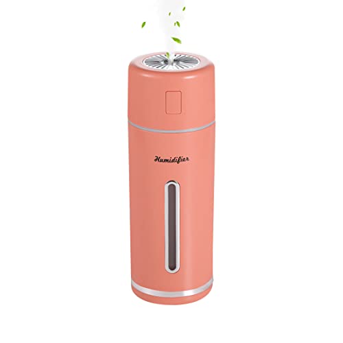 Cool Mini Humidifier Diffuser, Essential Oil Diffuser,USB Portable Desk Humidifier with 2 Mist Modes and 7-Color Lights,Waterless Auto Shut-off,for Car,Bedroom,Home,Office(Pink)