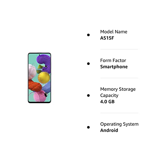 SAMSUNG Galaxy A51 A515F 128GB DUOS GSM Unlocked Phone w/Quad Camera 48 MP + 12 MP + 5 MP + 5 MP (International Variant/US Compatible LTE) - Prism Crush White