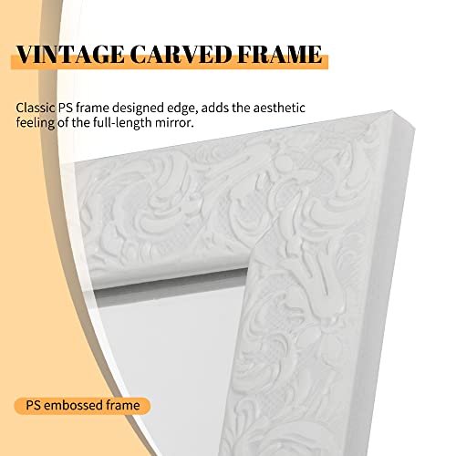Beauty4U Full Length Mirror Wall Mirror Full Body Dressing Mirror Wall Mounted Hanging for Dorm Home, 50"x 14", White