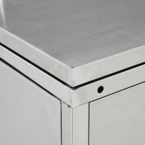 vidaXL Quadruple Wheelie Bin Shed 63.4 gal Waste Container Enclosure Cover Garbage Trash Bin Box Home Garden Household Supply Stainless Steel