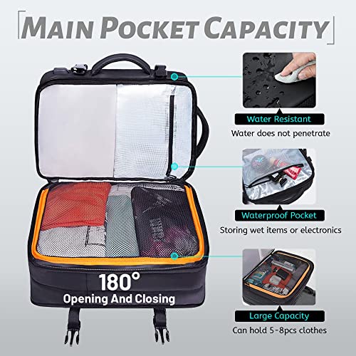 Bange 45L Travel Backpacks Expandable Luggage Backpack USB Charging Port Flight Approved Carry On Backpack With Wet Pocket Water Resistant Business Backpack 17.3 In Laptop College Daypack Black Large