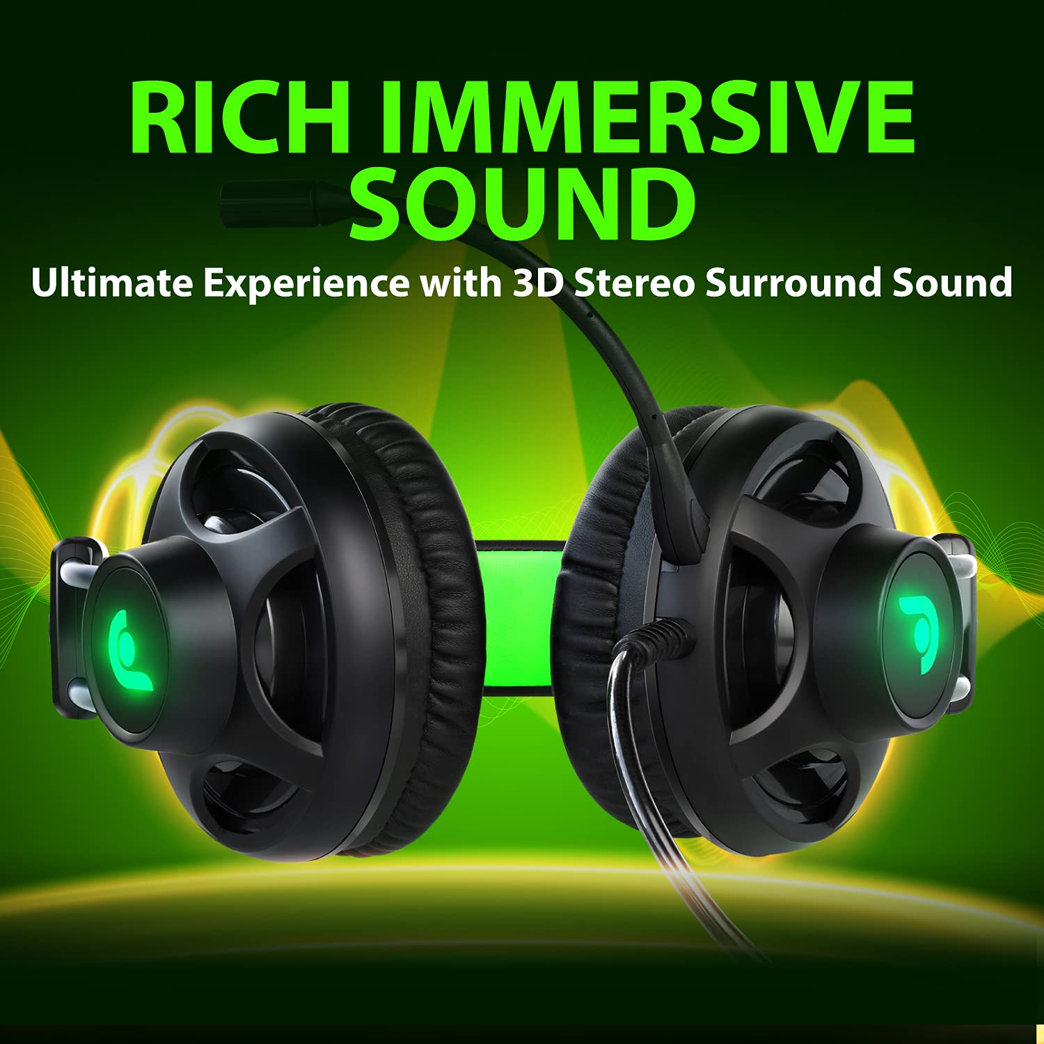 Fosmon Gaming Headset with Microphone & Volume Control, 3D Surround Strong Bass Over Ear Headphone with Ergonomic Headband Compatible with Xbox PS4 PS5 Nintendo Switch PC Laptop Desktop Mac