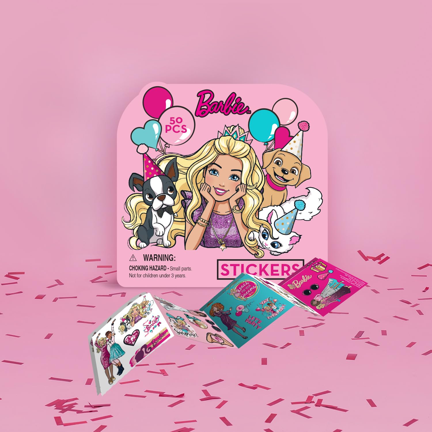 Barbie Birthday Party Gift Set - Tin Box, Tin Pencil Case, Stickers, Birthday Necklace, Plush, and Birthday Hat