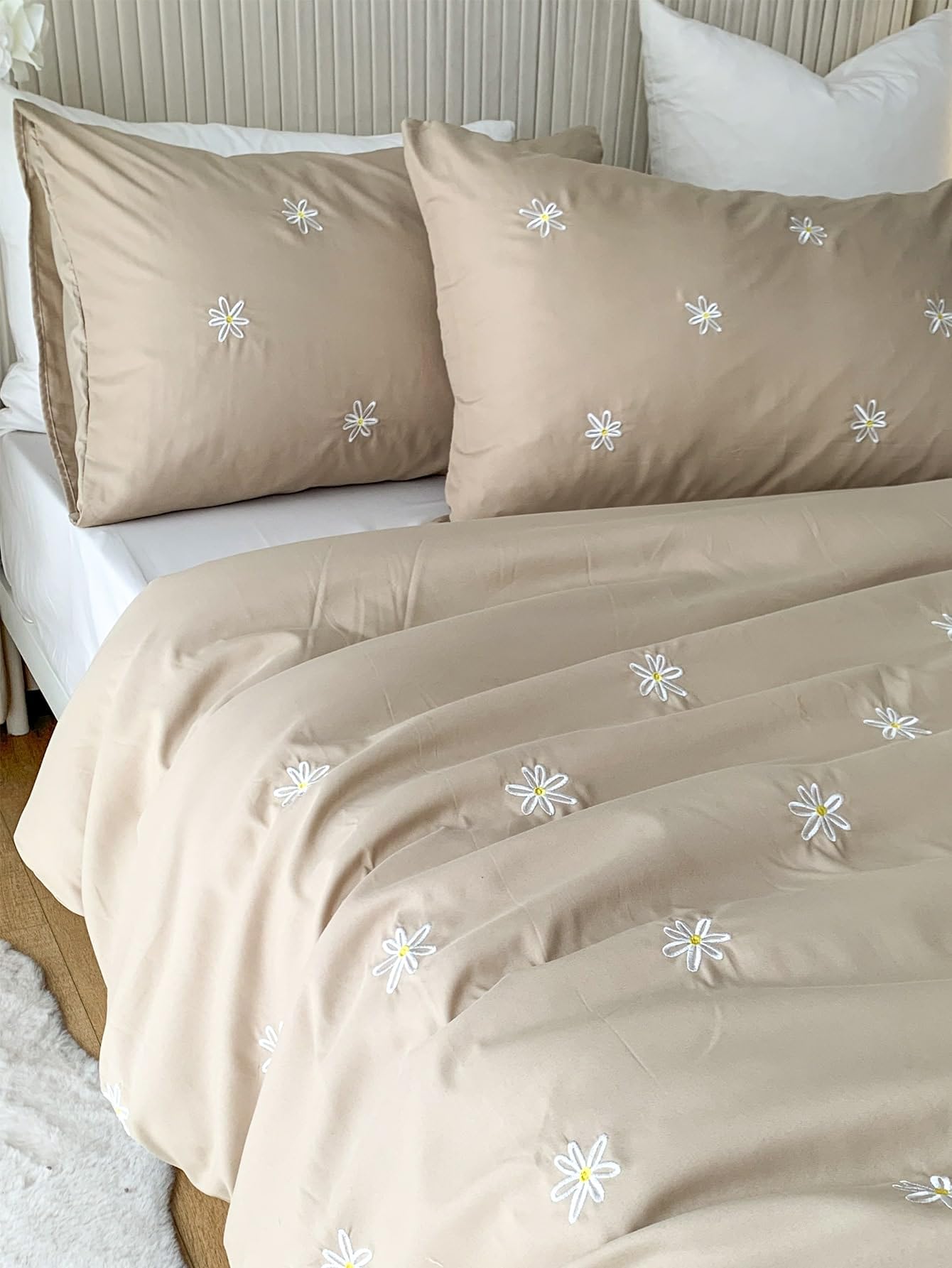 QWINEE 3Pcs Flower Print Duvet Covers Sets Soft Boho Elegant Duvet Bedding Set with 1 Comforter Cover and 2 Pillowcases for All Season Comforter Not Included Multicolor F King