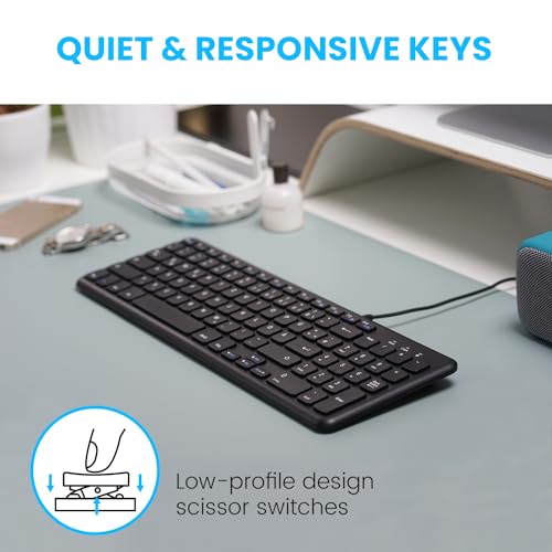 Perixx PERIBOARD-213U Wired Silent USB Scissor Keyboard - 14.45x4.76x0.70 Inches Compact Design with Number Pad - Black - US English (PB-213BUS-11738)