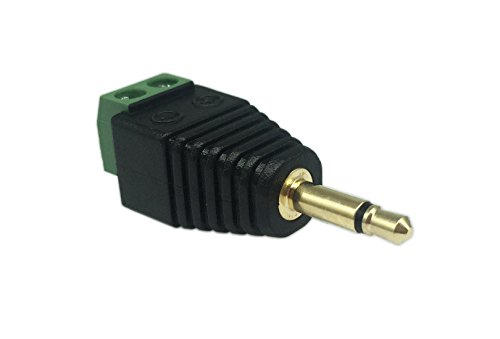 CERRXIAN 3.5mm TS Mono Male to 2 Pin Screw Terminal Female AUX Headphone Replacement Solderless Balum Converter Adapter (2-Pack)