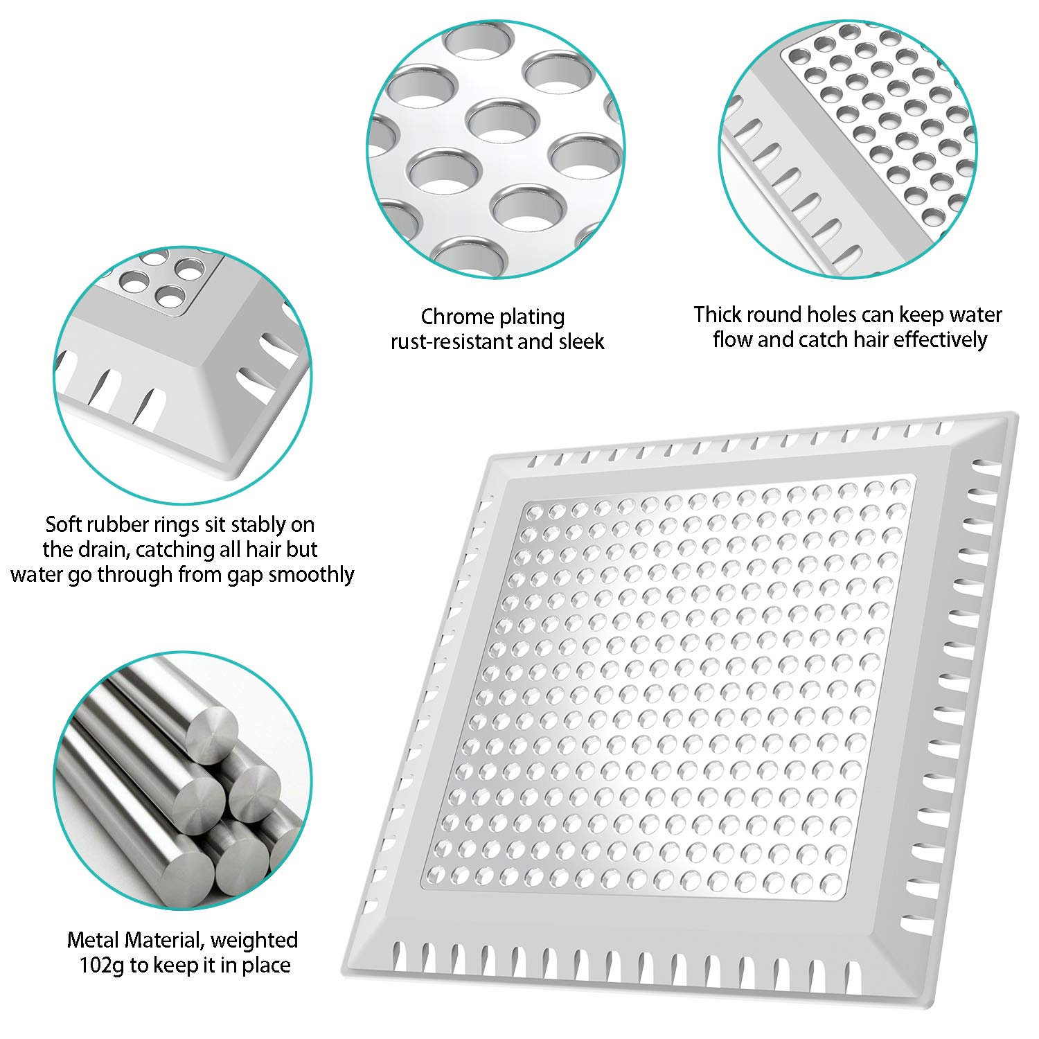 Aojuxix Hair Catcher/Drain Strainer/Shower Drain Cover for Bathroom Floor Drain, Stainless Steel and Silicone (Patented Product)