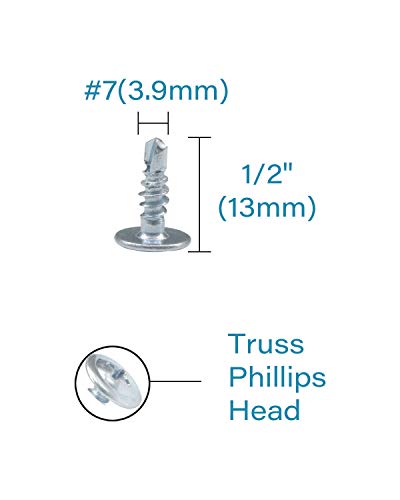 IMScrews 50pcs #7 x 1/2" Self Drilling Truss Head Screws Standard Thread Wood Work MDF Zinc