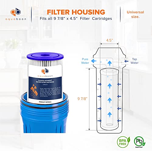 Aquaboon 5 Micron 10" x 4.5" Pleated Sediment Water Filter Replacement Cartridge | Whole House Sediment Filtration | Compatible with FXHSC, ECP5-BB, FM-BB-10-5, CP5-BBS, 255490-43, HDC3001, 1-Pack
